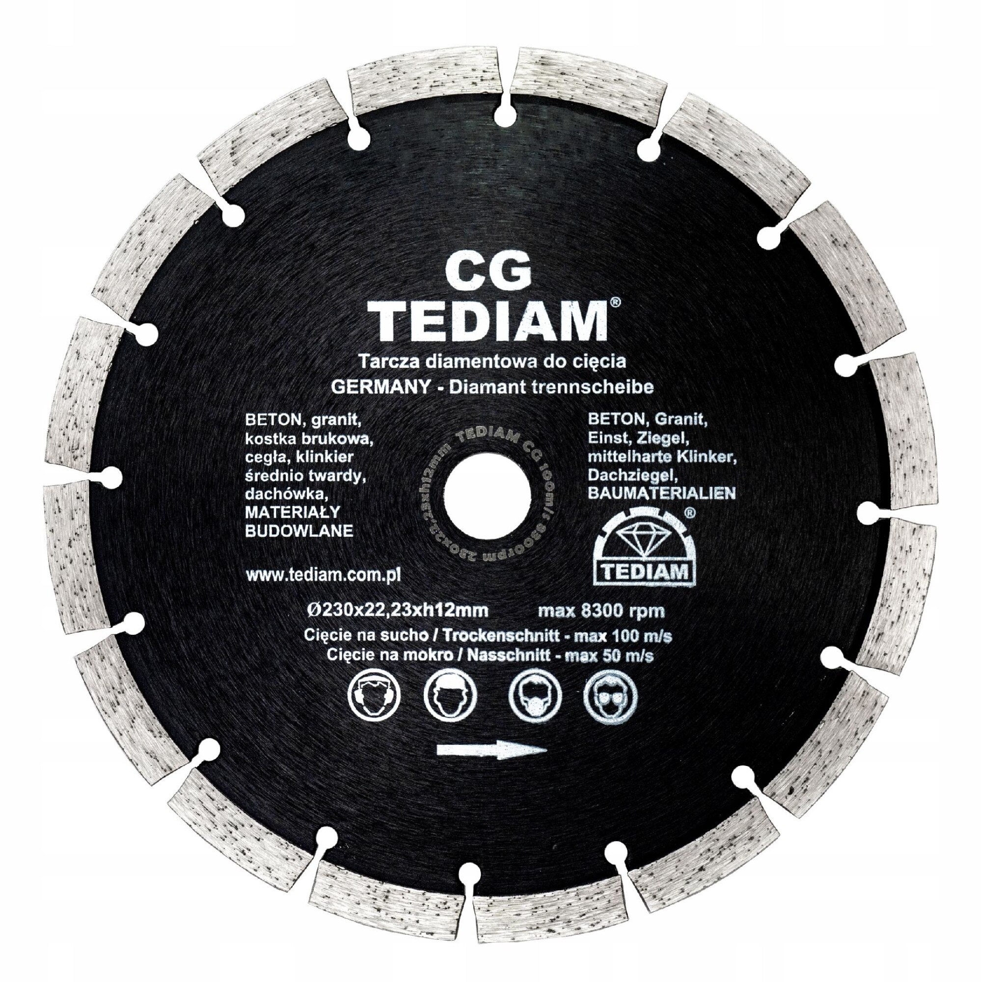 Disc diamantat Tediam, Granit/Beton, 230 mm - eMAG.ro