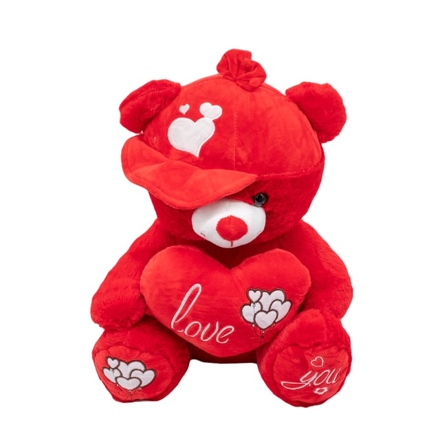 Ursulet de plus cu sapca, Bady, cu sunete/mesaj de iubire, Inaltime 40 ...