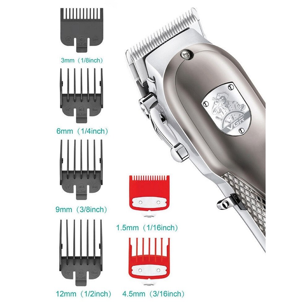 Set aparat de tuns profesional VGR, perie fade si pieptan, carcasa ...