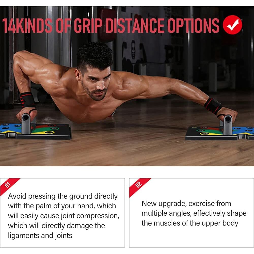 Placa Fitness Pentru Flotari Eliandeco®, Cu 2 Manere, Pentru 4 Zone De ...