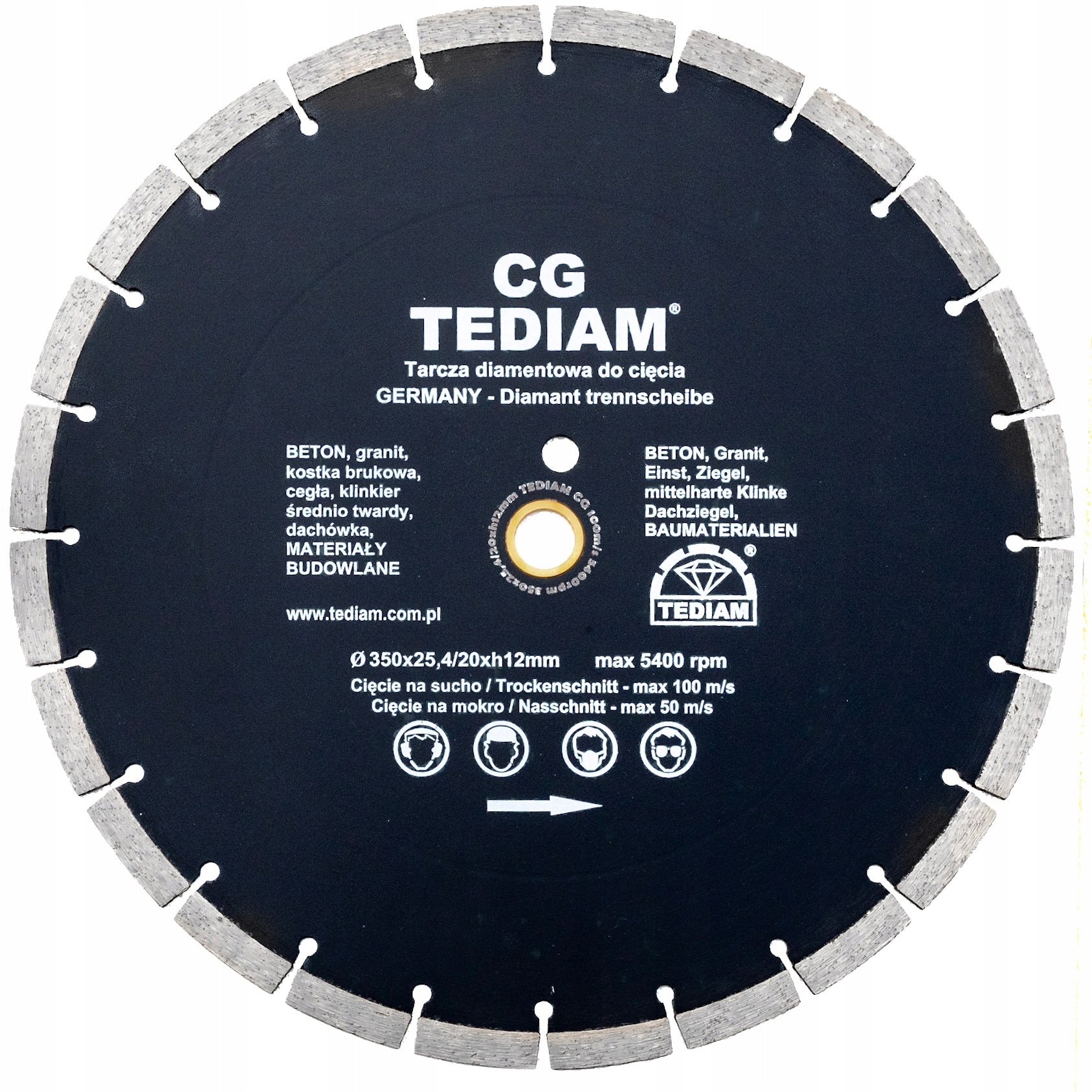 Disc diamantat Tediam, Granit/Beton, 350 mm - eMAG.ro