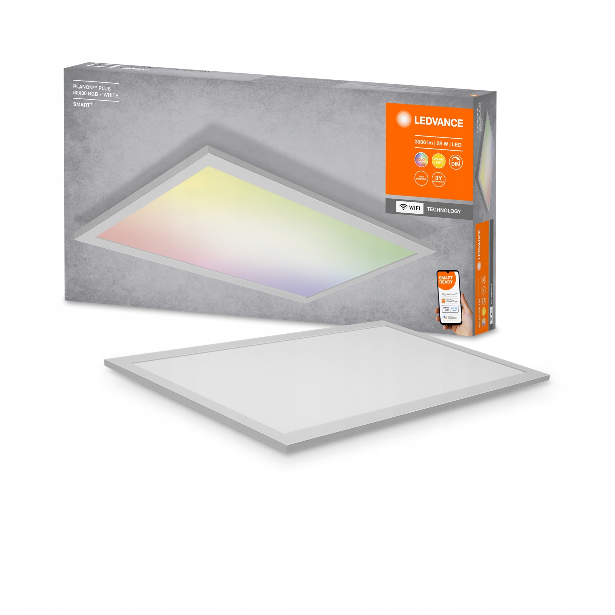 Ledvance RGB LED intelligens panel, alumínium, 28 W, 60x30 cm, fehér ...