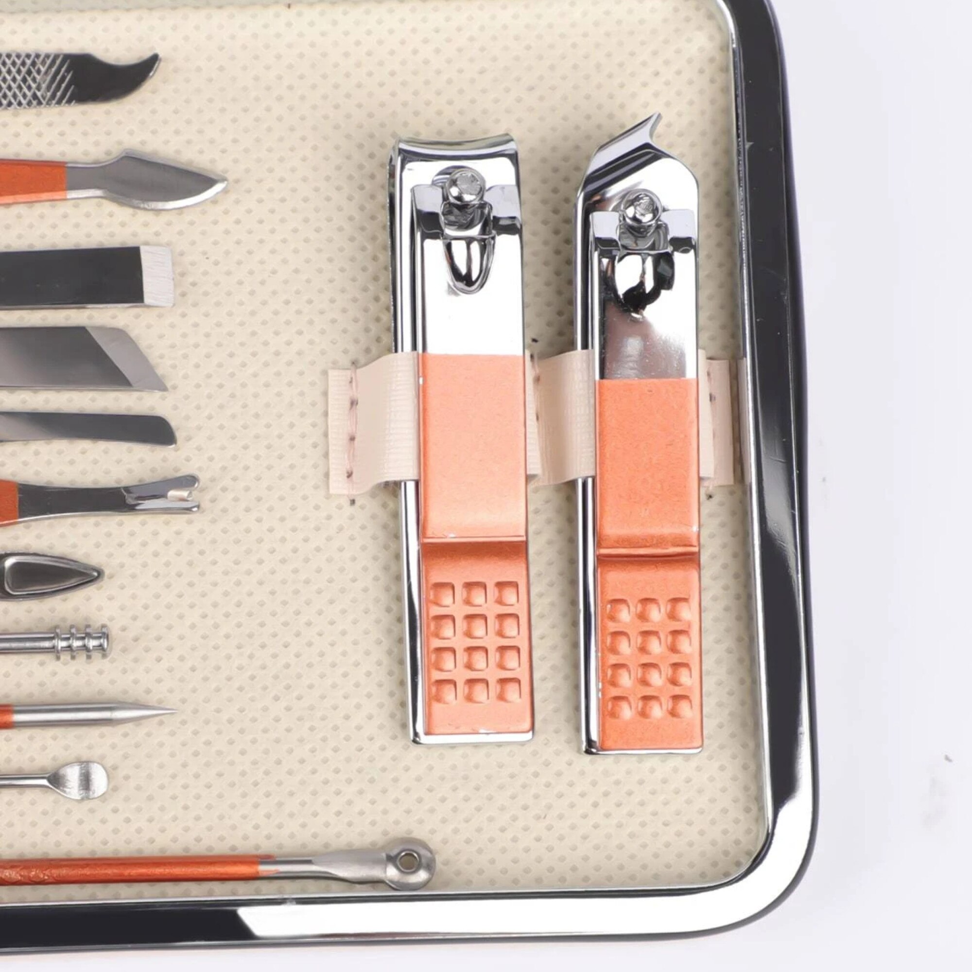 Trusa Profesionala de Manichiura Pedichiura, otel inoxidabil, 18 piese, cu pila, foarfeca ...