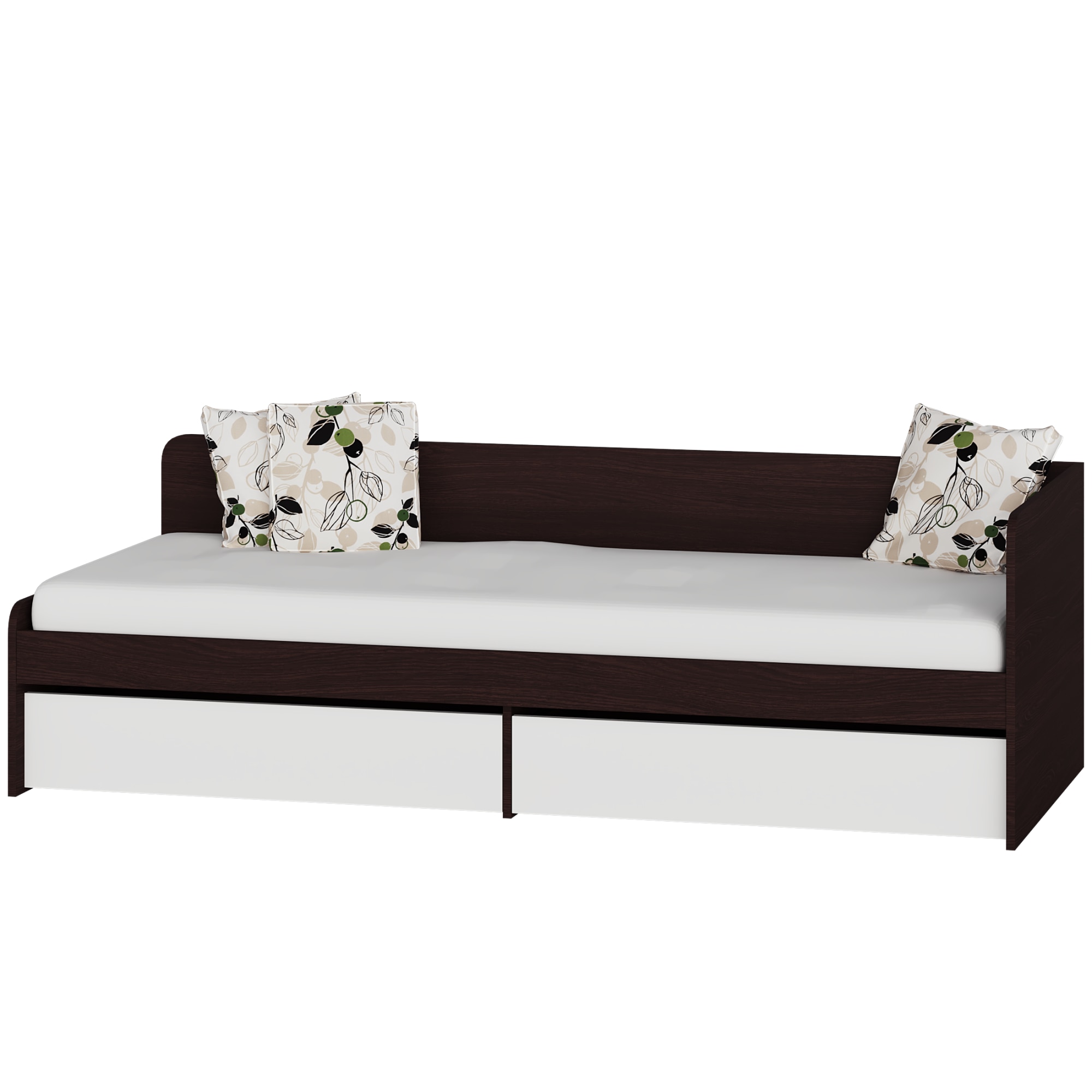 Pat cu sertare, Everest, cadru saltea din PAL, 80 x 190 cm, Alb/Maro ...