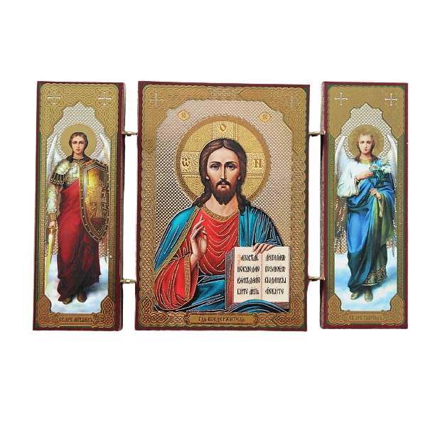 Икона, Иисус Христос, Триптих, Дърво, 13х8 см - eMAG.bg