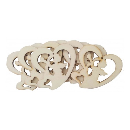 Set 6 inimioare cu ingeras din lemn decupat COLORARTE - eMAG.ro