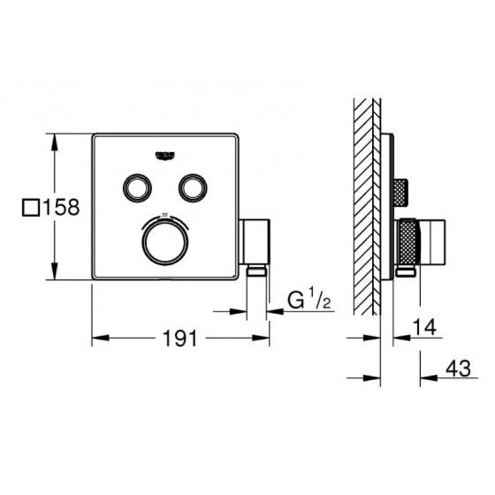 Termostat cu 2 supape si suport de dus integrat 29125000 Grohe - eMAG.ro
