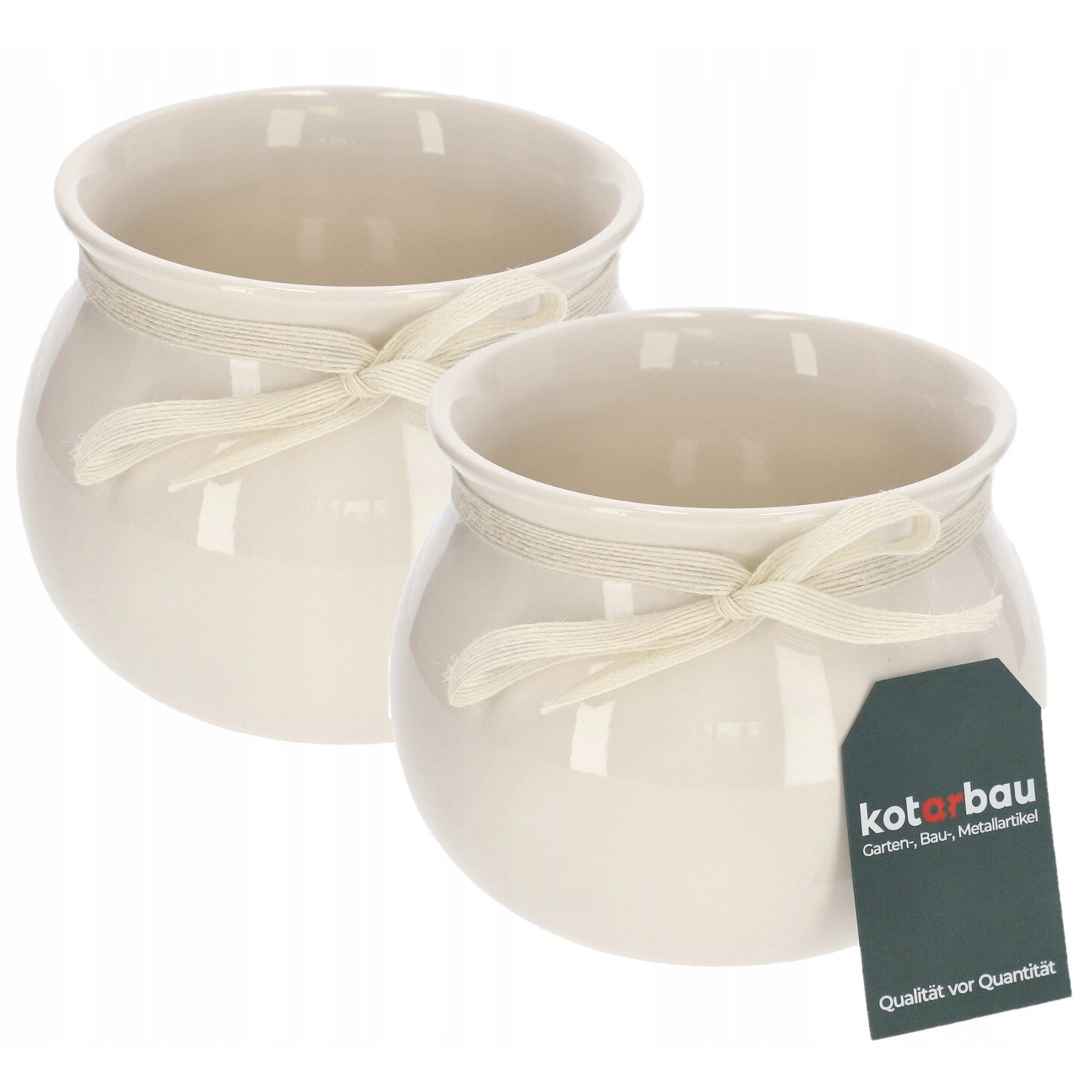 Set 2 ghivece decorative, Kotarbau, 10 cm, Ceramica, Bej - eMAG.ro