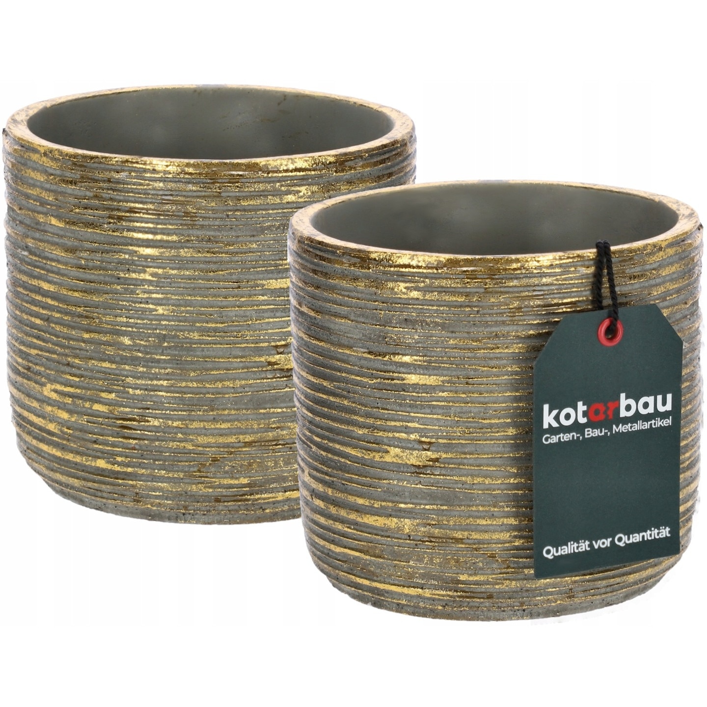 Set 2 ghivece decorative, Kotarbau, 14 cm, Ceramica, Auriu - eMAG.ro