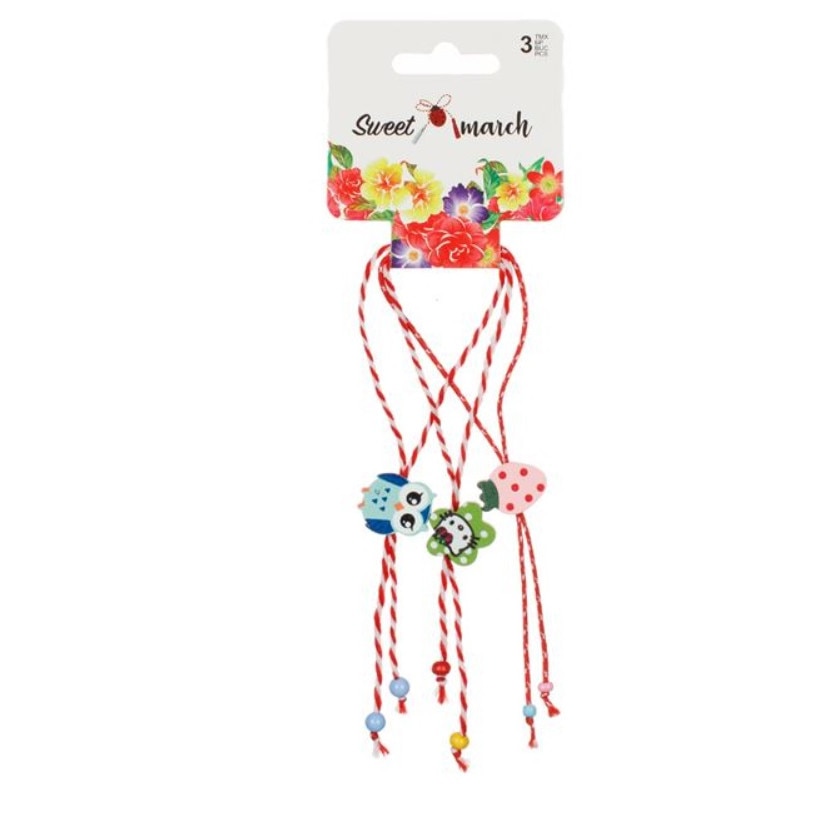 Set 3 bratari Martisor, reglabile cu pandant din lemn - eMAG.ro