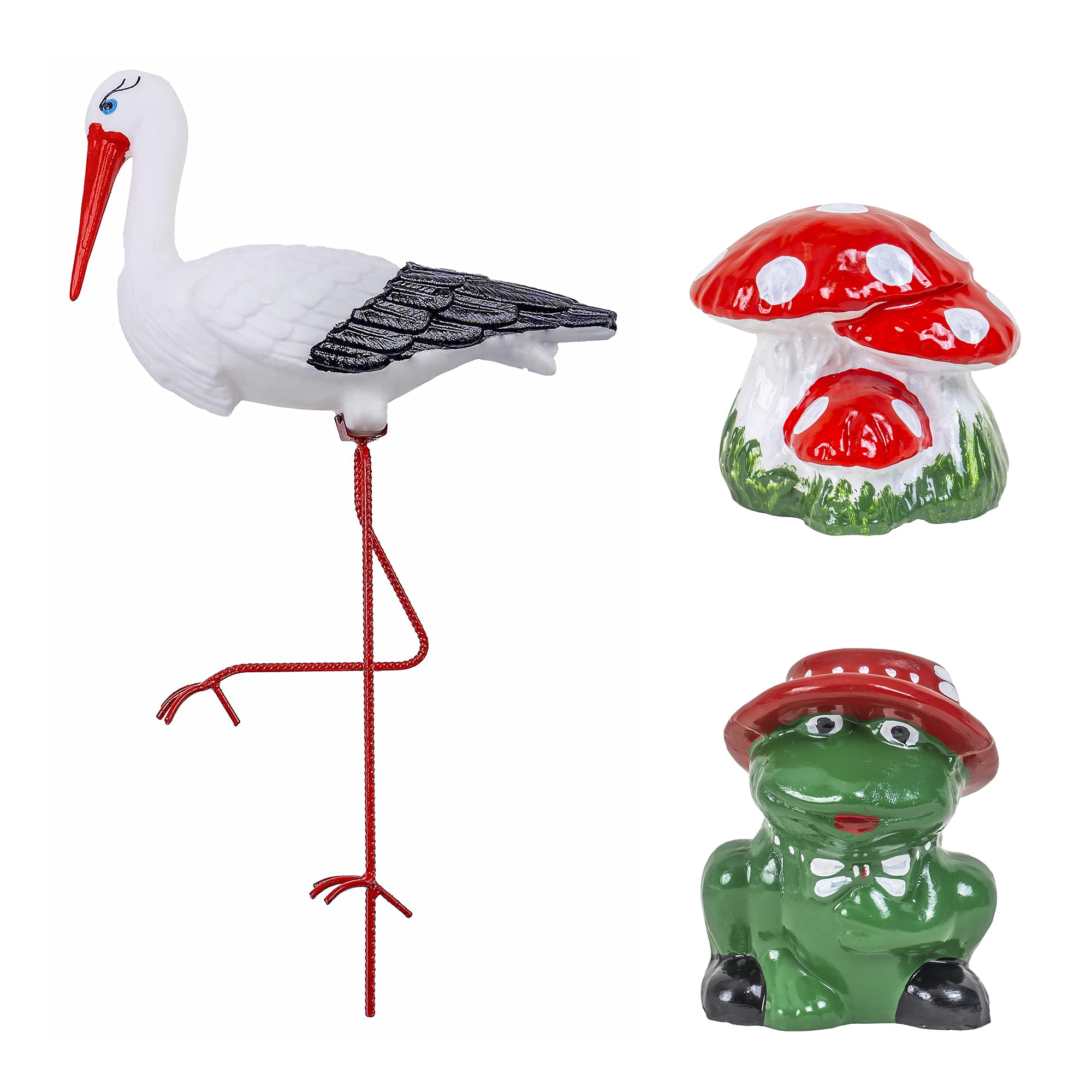 Pachet decor pentru gradina, barza, ciuperca si broasca / EXT 10241 ...