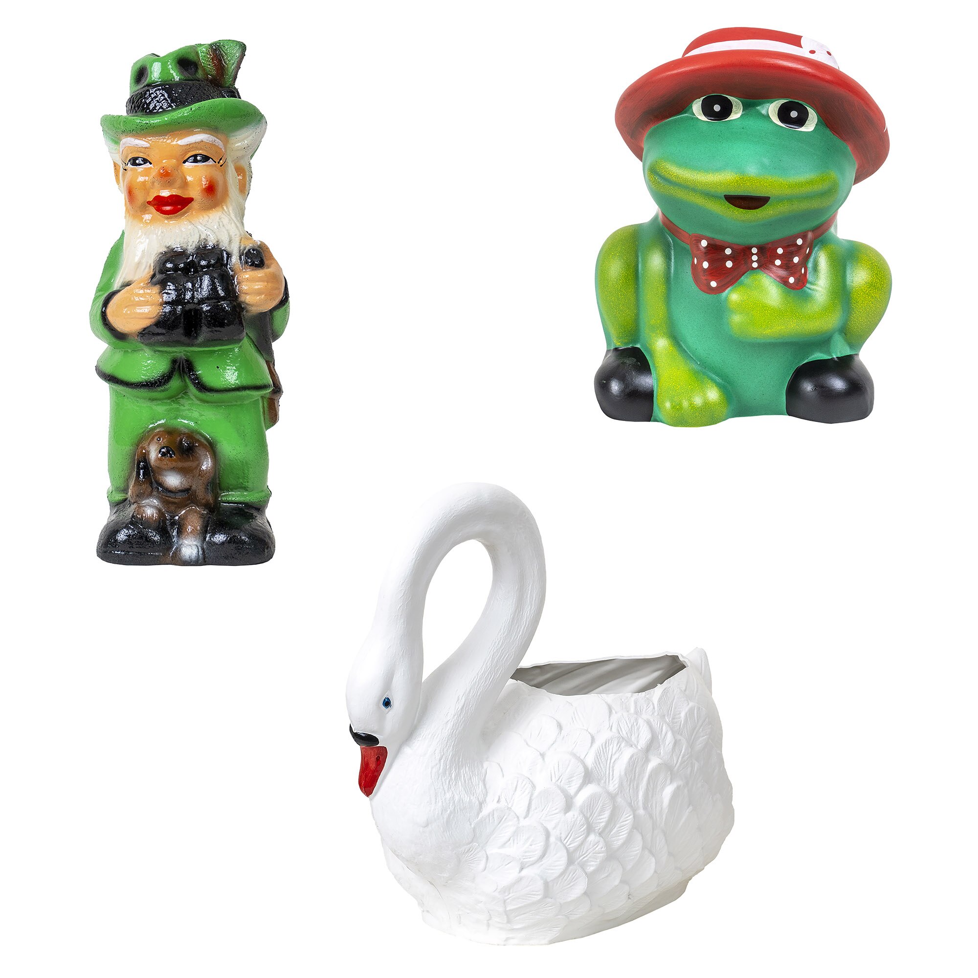 Pachet decor pentru gradina, pitic, lebada si broasca / EXT 10246 - eMAG.ro