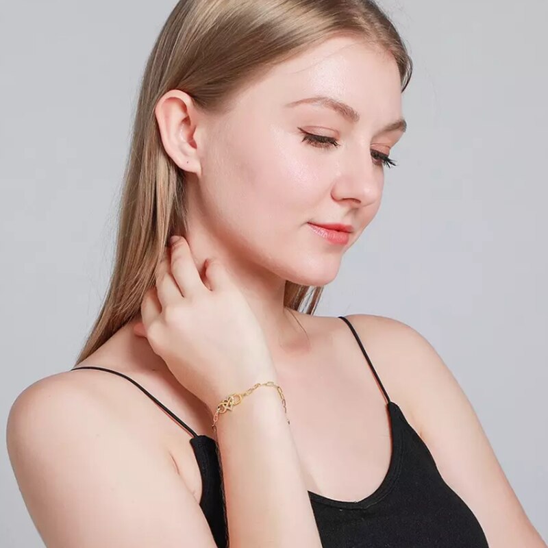 Bratara dama, reglabila, pandantiv semnul infinitului cu inimioara, aurie, EFAYN - eMAG.ro