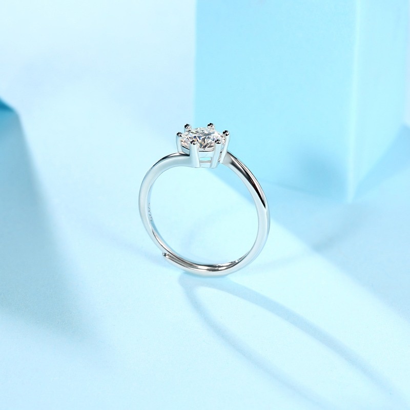 Inel de Logodna Diamant Moissanite, Argint 925, Masura Ajustabila - eMAG.ro