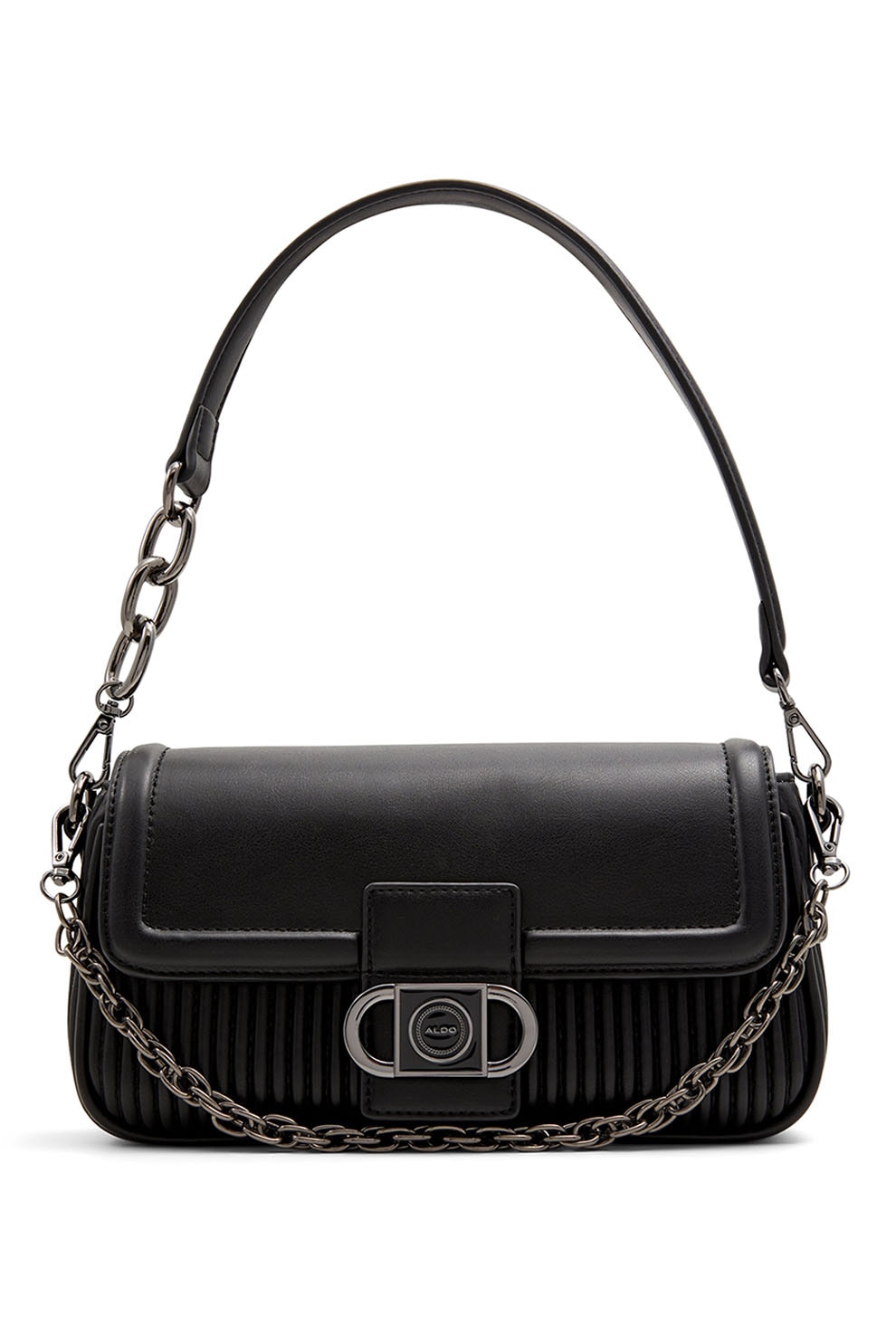 Aldo, Geanta baguette striata Alelian, Negru - eMAG.ro