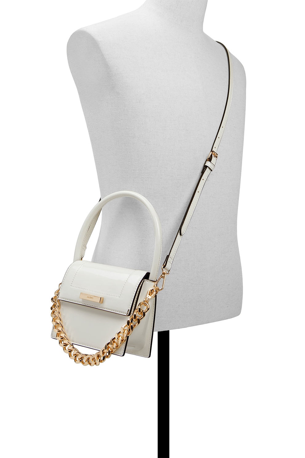 Aldo, Чанта Quinlyn от лачена еко кожа, Бял - eMAG.bg