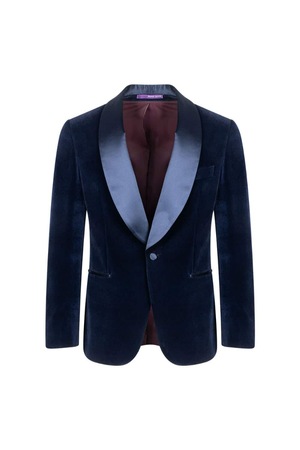 Sacou barbati Prince Oliver, Catifea/Satin, Albastru - eMAG.ro