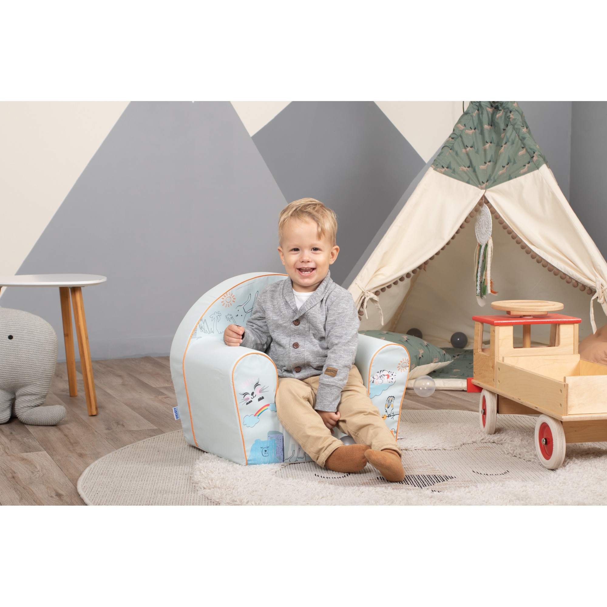 Fotoliu pentru copii, Delsit, Bumbac/Poliester/Spuma, 1-5ani ...