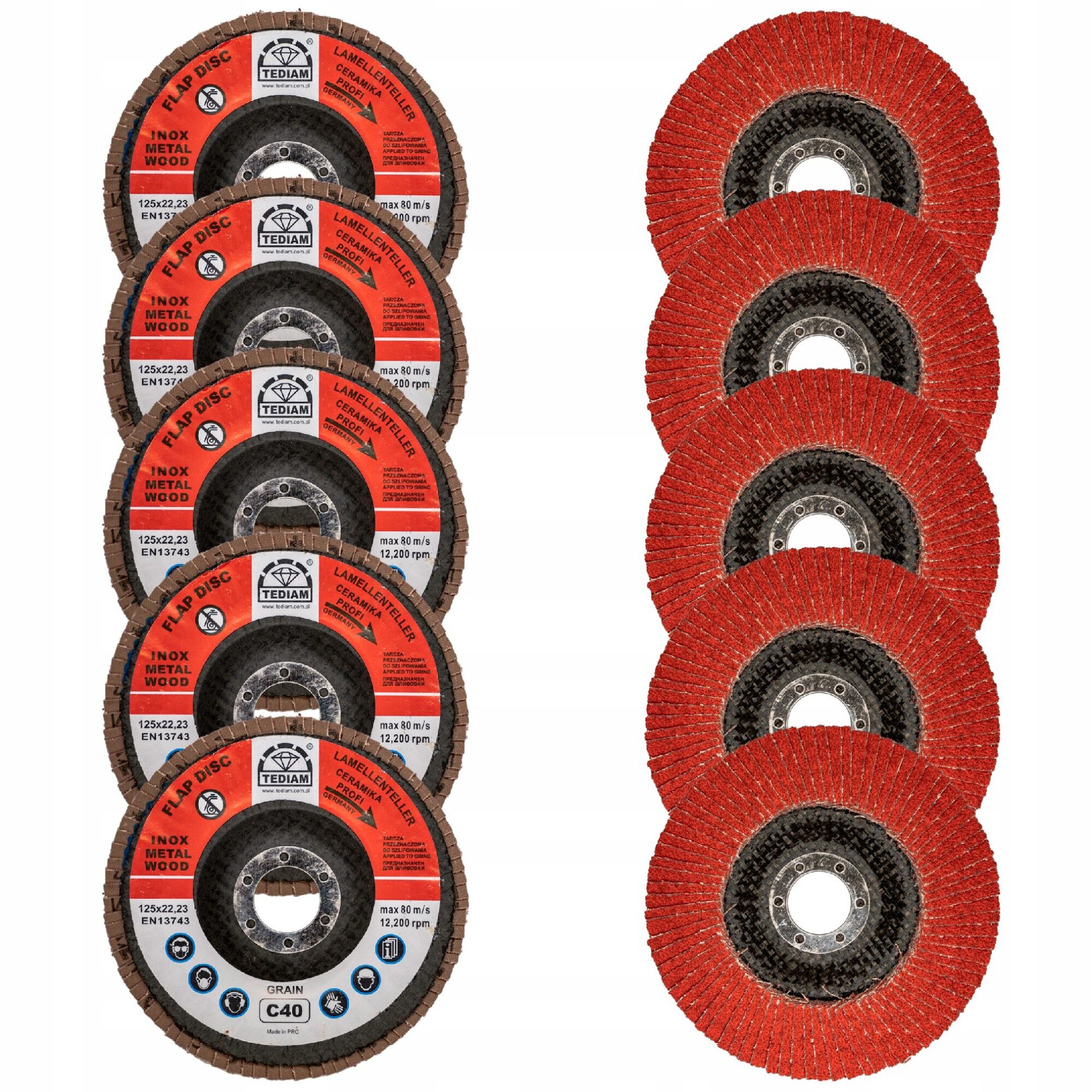Set discuri slefuire Tediam, 125 mm, GR60, 10 bucati - eMAG.ro