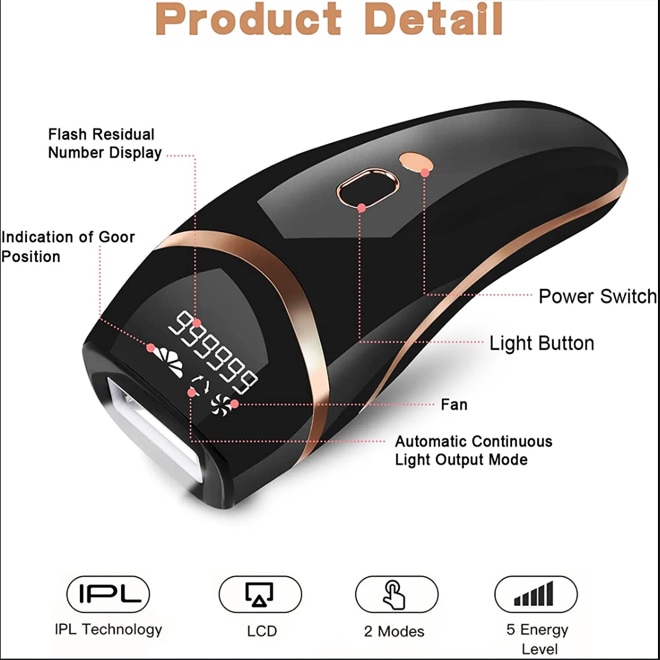 Epilator laser IPL, clasa Premium, 990.000 pulsatii, epilare definitiva ...