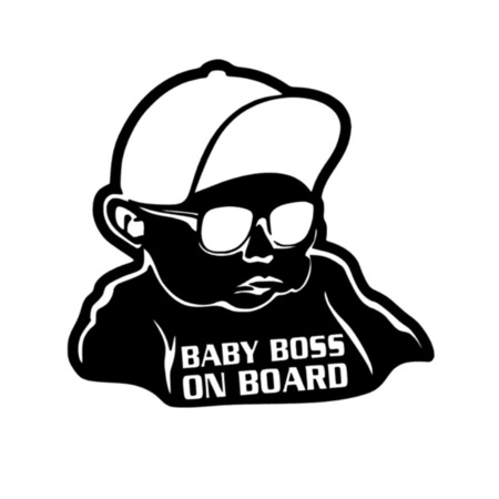 Sticker Baby Boss on Board, negru, 15cm - eMAG.ro