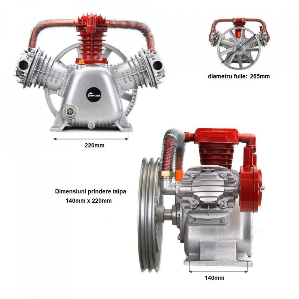 Cap compresor de aer cu 3 pistoane compresie in doua etape 600l/min 14 ...