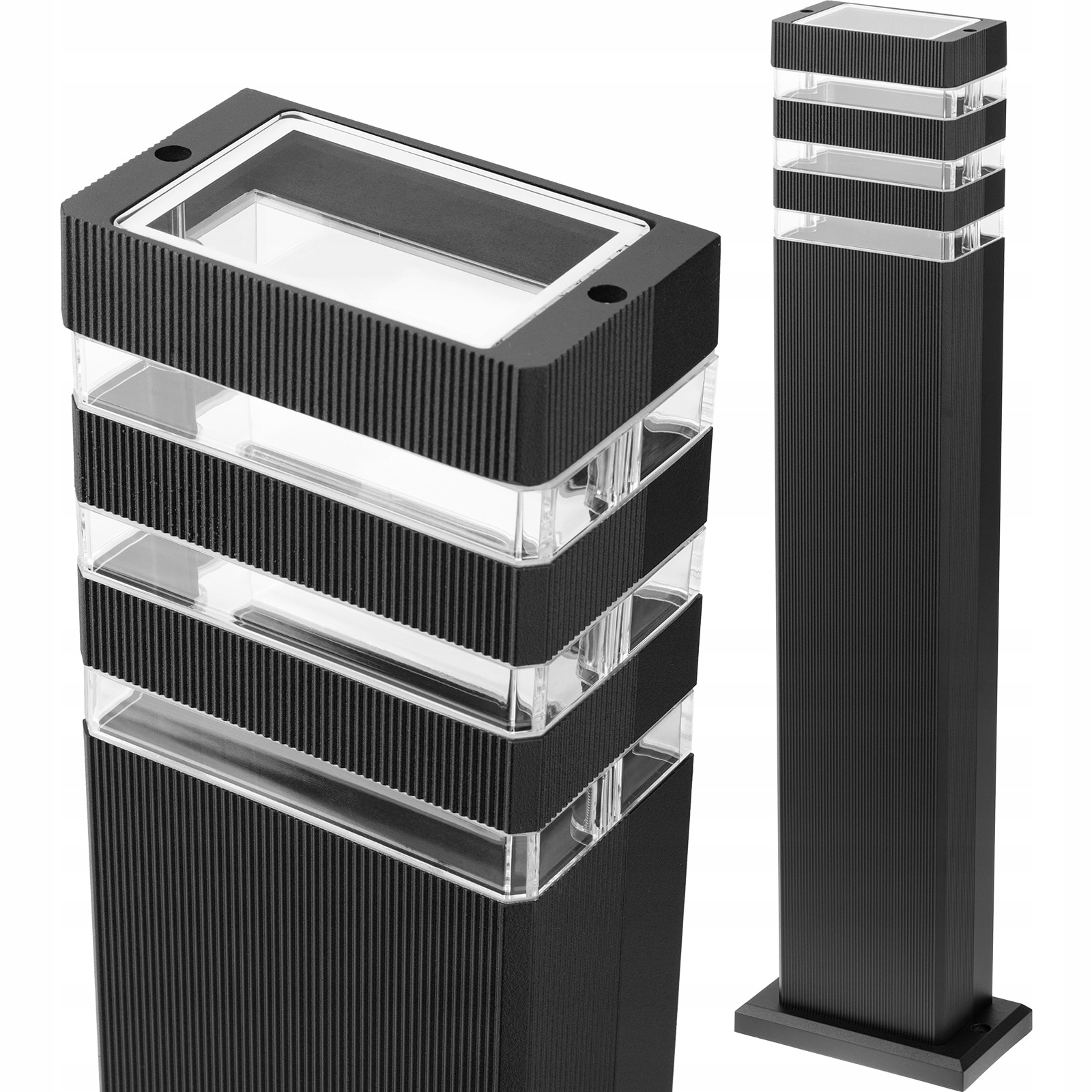 Lampa de gradina, Ecolight, Plastic/Aluminiu, 60 cm, Negru - eMAG.ro