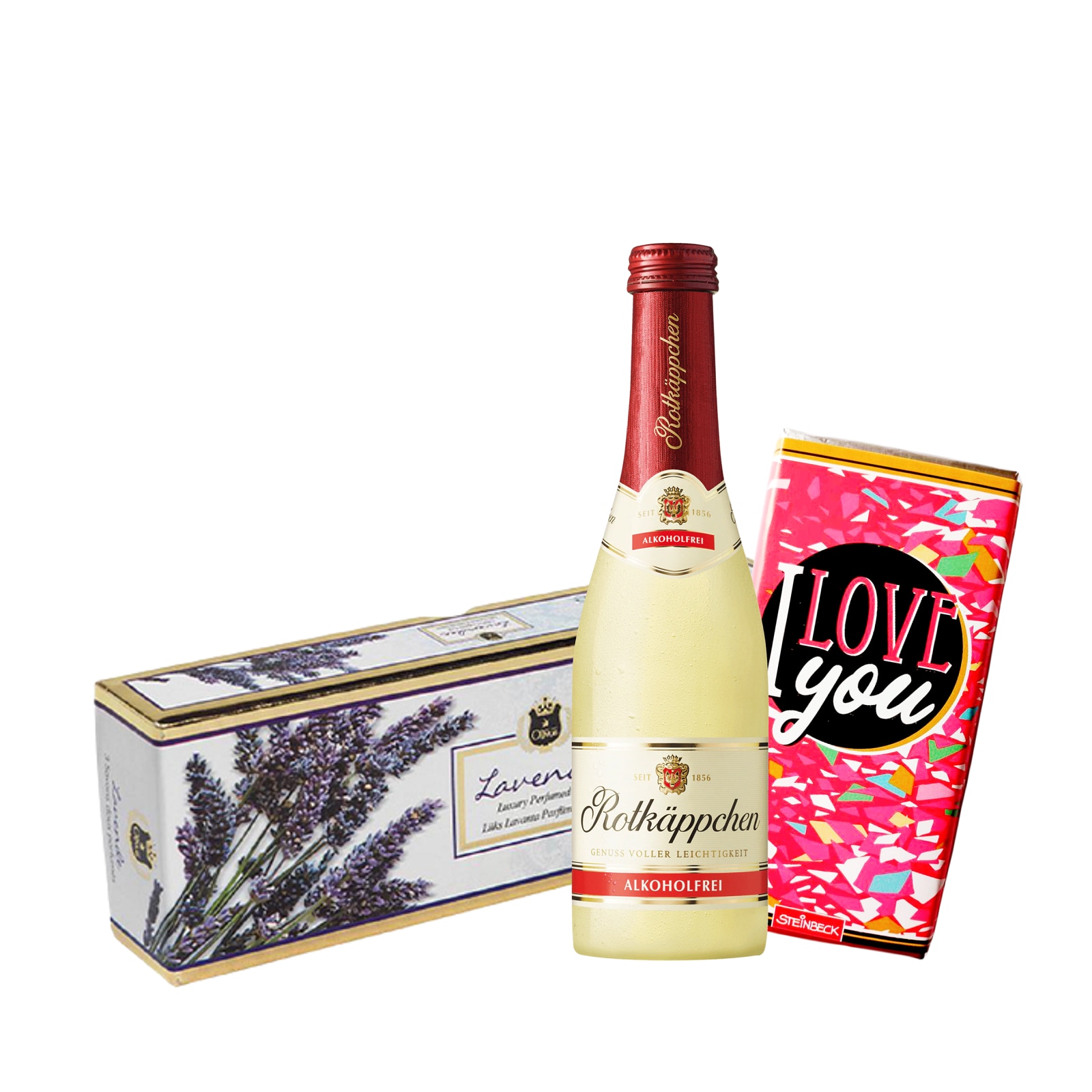 Set gourmet The Piccolo Lavender cu vin miniatura 20 ml, ciocolata I ...