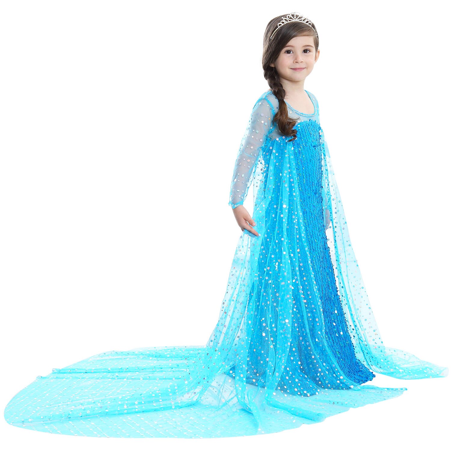 Costum Elsa Frozen, Disney, Sequin trim，Cu 6 accesorii, Party Chili ...