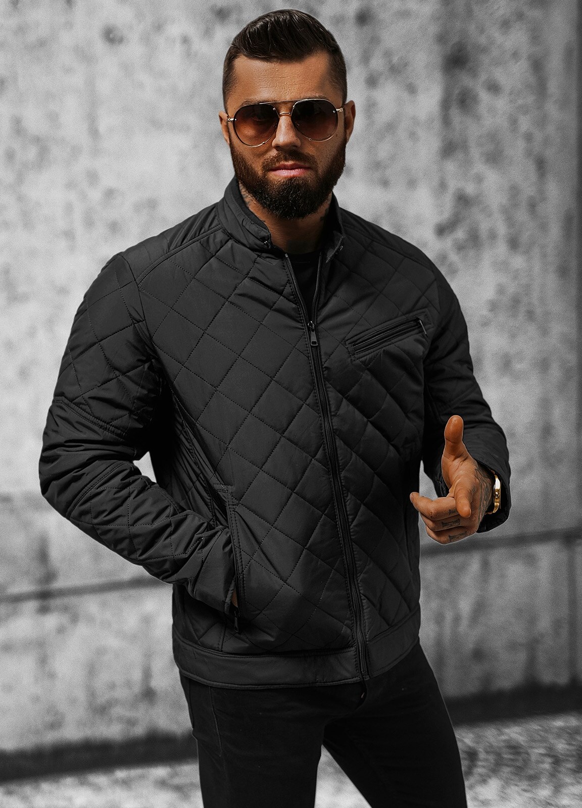 Jacheta de primavara barbati neagra OZONEE JS/22M306/392 XL/54 - eMAG.ro