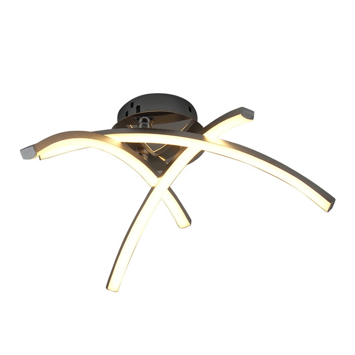 Plafoniera Cu Led, Goeco, Trident Arc, Argintiu, 220v, Dimensiune 43 * ...