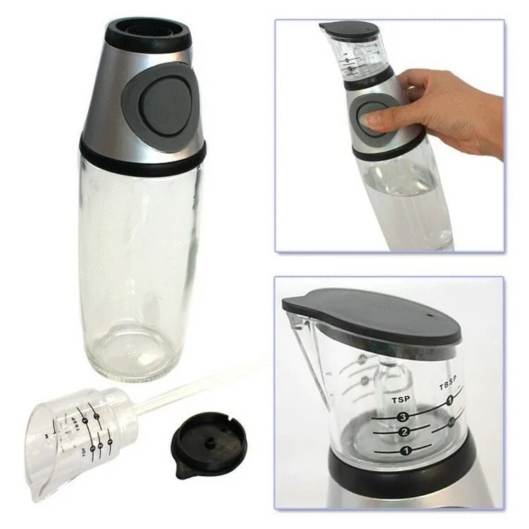 Dozator de ulei si otet, Smart Pressure, sticla si inox, recipient ...