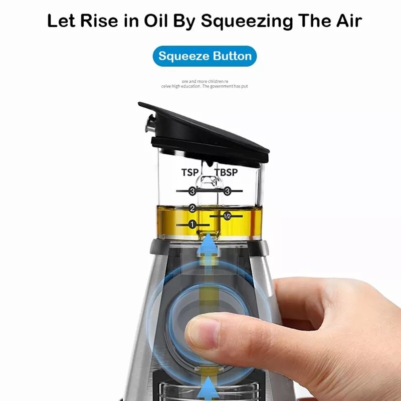 Dozator de ulei si otet, Smart Pressure, sticla si inox, recipient ...