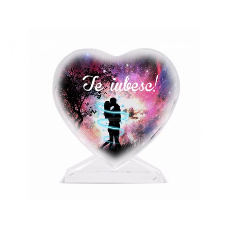Cristal foto personalizat, model inima, Te iubesc, Pop Radu Daniel II ...
