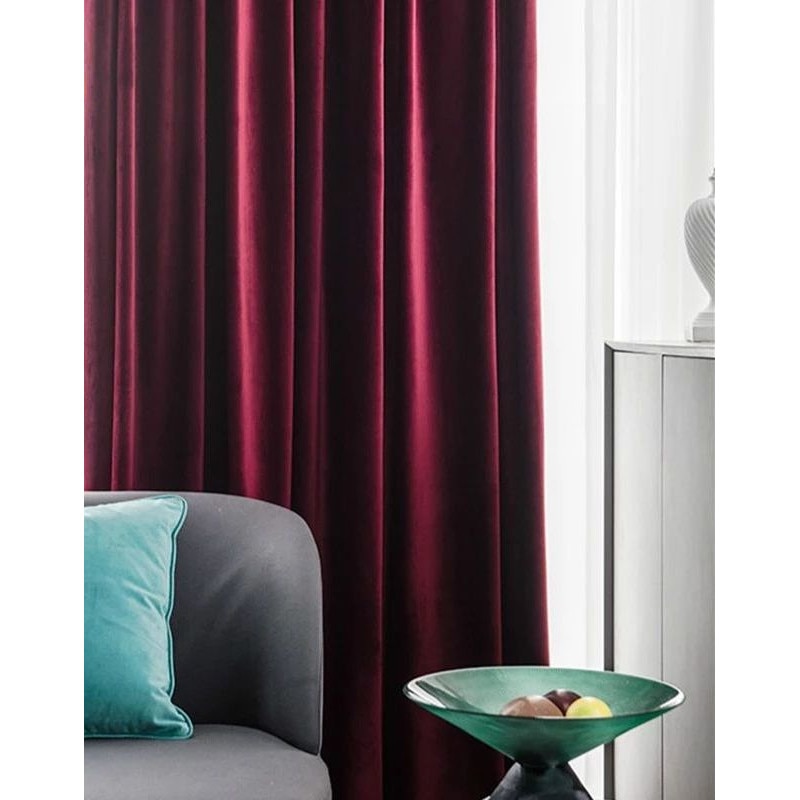 Set 2 bucati draperie SereDesign catifea culoare rosu bordo, croita cu ...