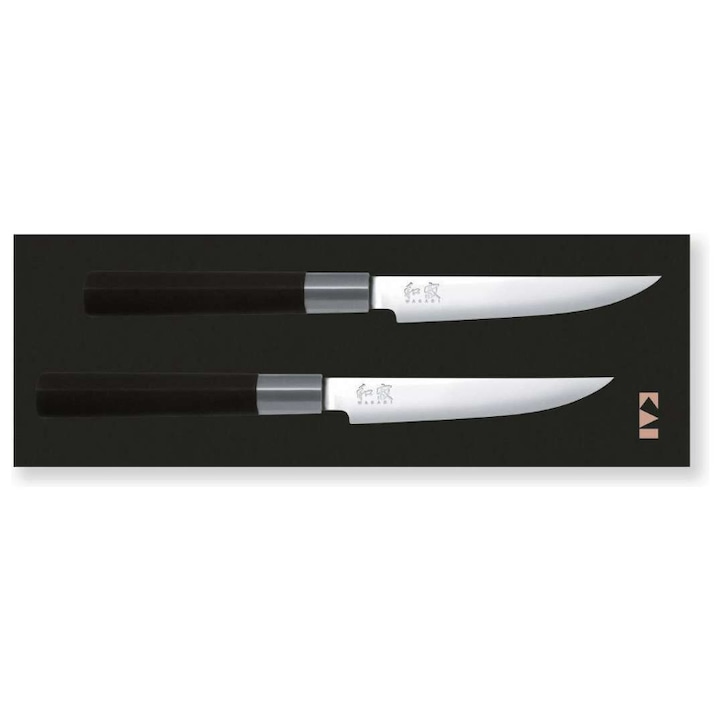 Set 2 cutite pentru friptura, Kai, Inox, 12cm, Negru - eMAG.ro