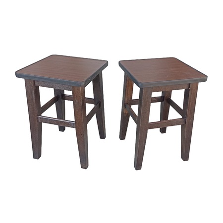 Set 2 bucati taburet din lemn masiv de fag, netapitat, cu blat din pal ...