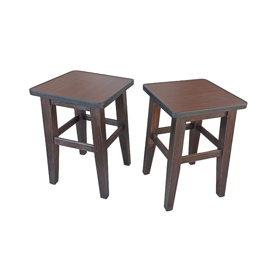 Set 2 bucati taburet din lemn masiv de fag, netapitat, cu blat din pal ...