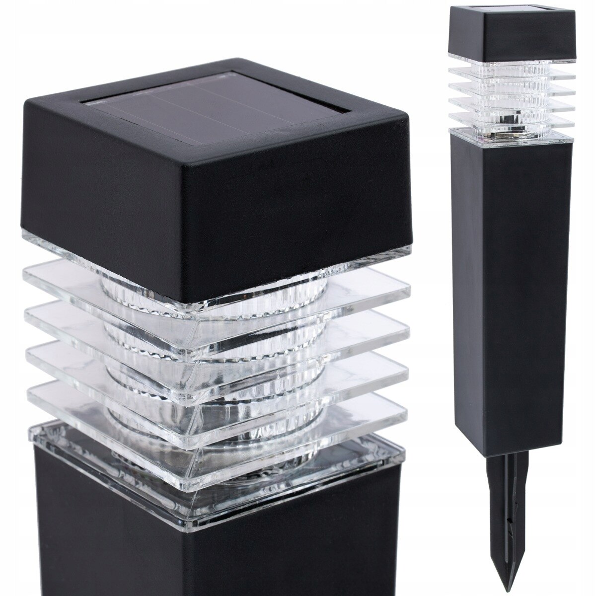 Lampa solara de gradina, Trixline, IP44, Senzor de crepuscul, Negru ...