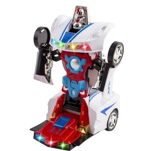 Masina de politie transformers Robot, alb/albastru, 20 cm - eMAG.ro