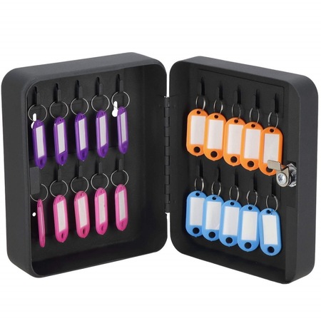 Seif metalic secret Springos, cu 2 chei, 20x16x7.5 cm, Negru - eMAG.ro