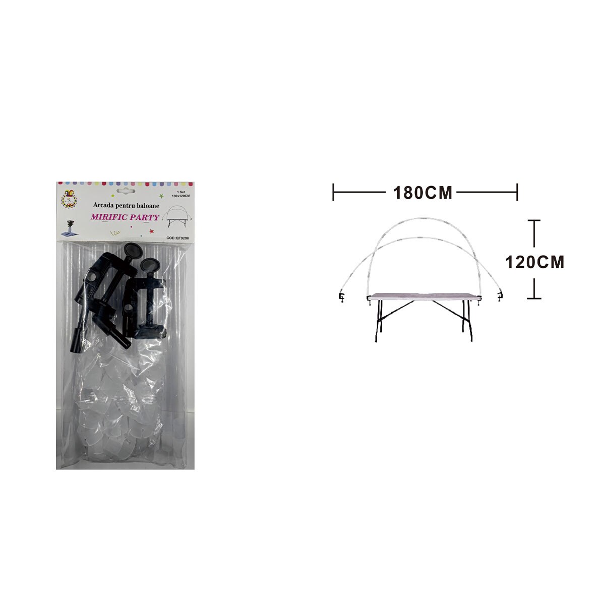 Set arcada baloane pentru masa, din plastic, QT9298, transparent, 180 x ...