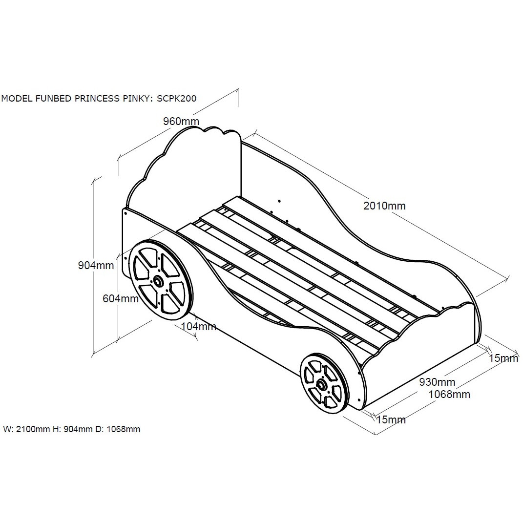 Pat + saltea, Akl Furniture Private, Forma caleasca printesa, MDF, Roz ...