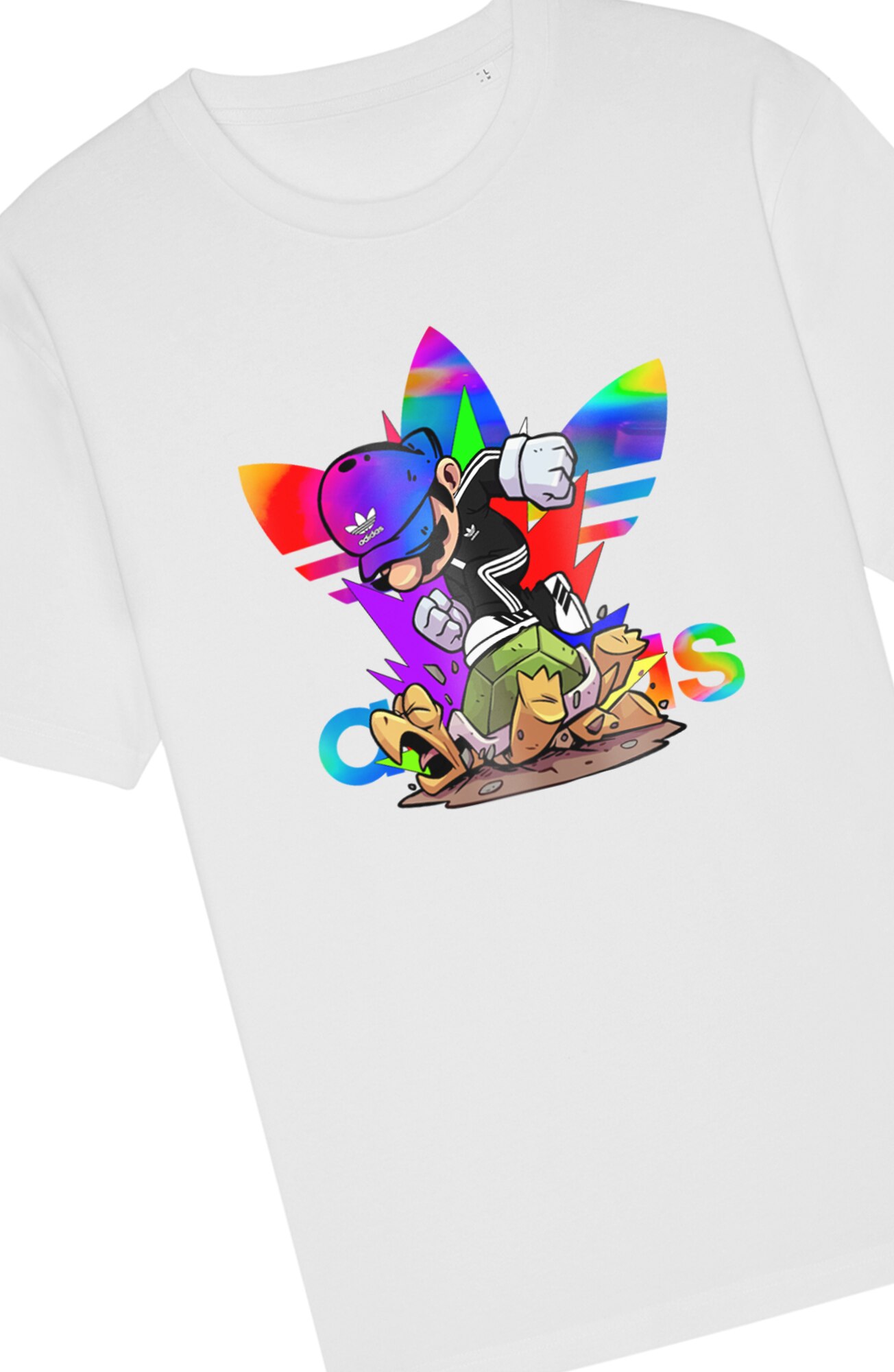 Tricou barbati, Mario wear Adidas Holo, Larg, Relaxed Fit, Off White, S ...