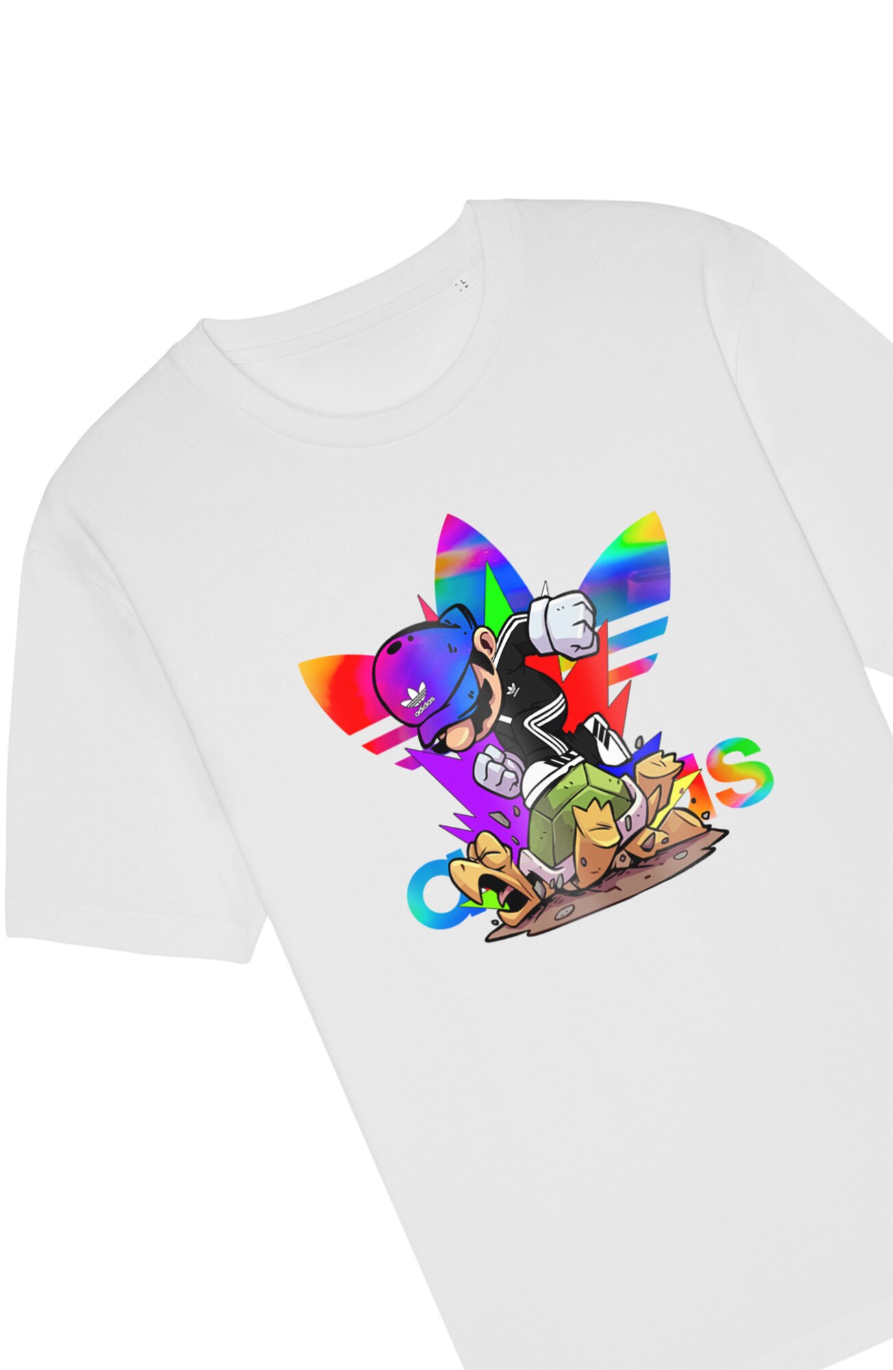 Tricou barbati, Mario wear Adidas Holo, Larg, Relaxed Fit, Off White, S ...