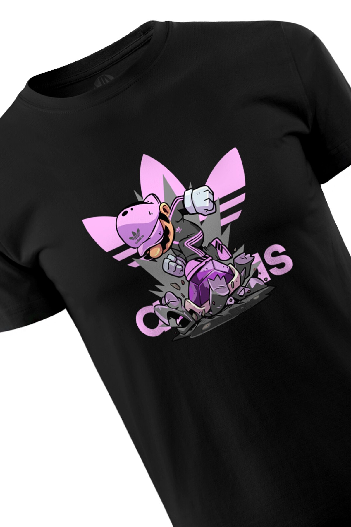 Tricou barbati, Mario Pink wear Adidas, Regular fit, Lejer, Negru, S ...