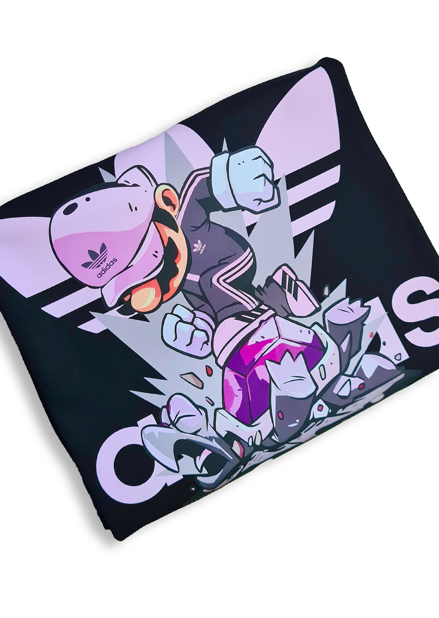 Tricou barbati, Mario Pink wear Adidas, Regular fit, Lejer, Negru, S ...