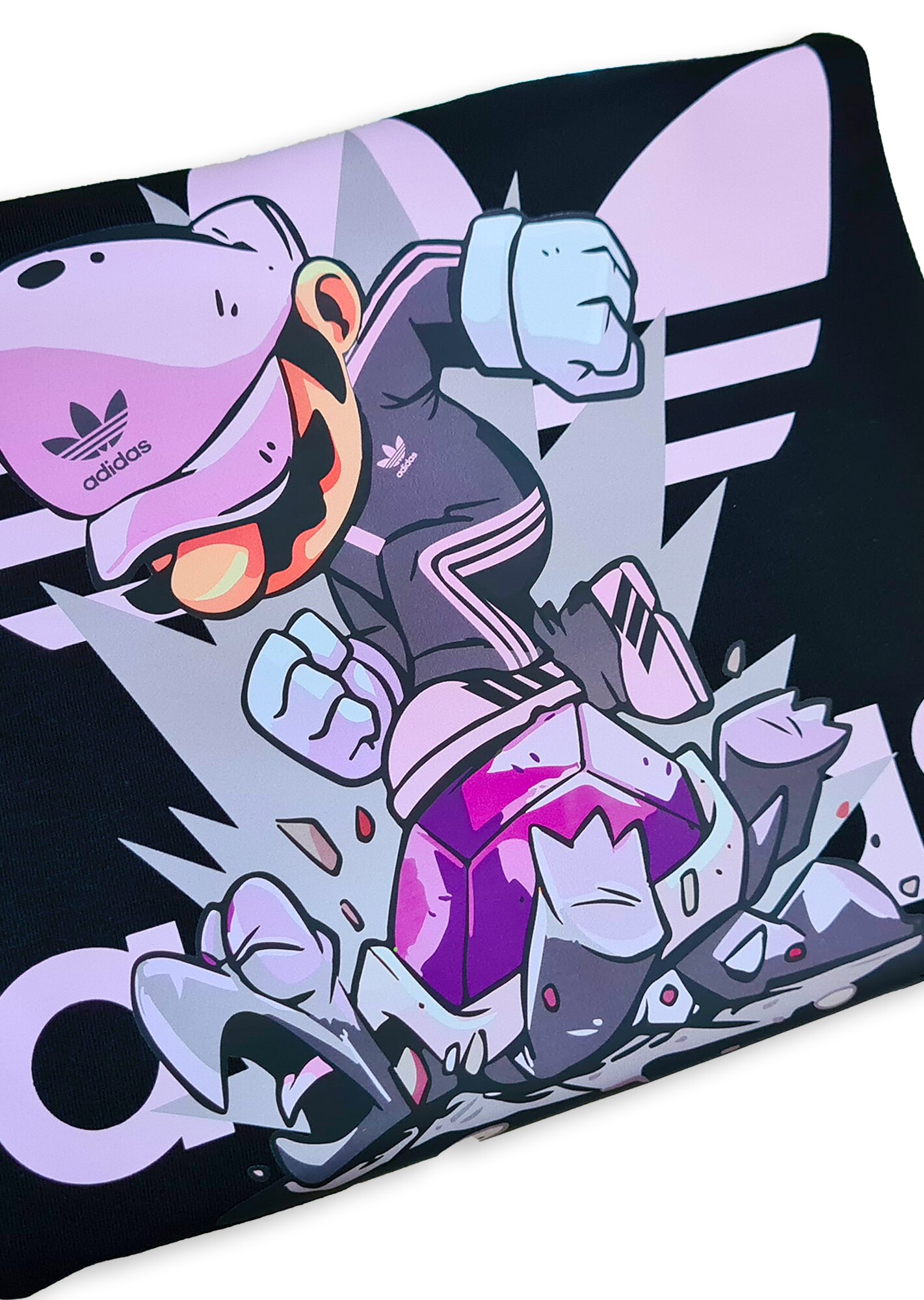 Tricou barbati, Mario Pink wear Adidas, Regular fit, Lejer, Negru, S ...