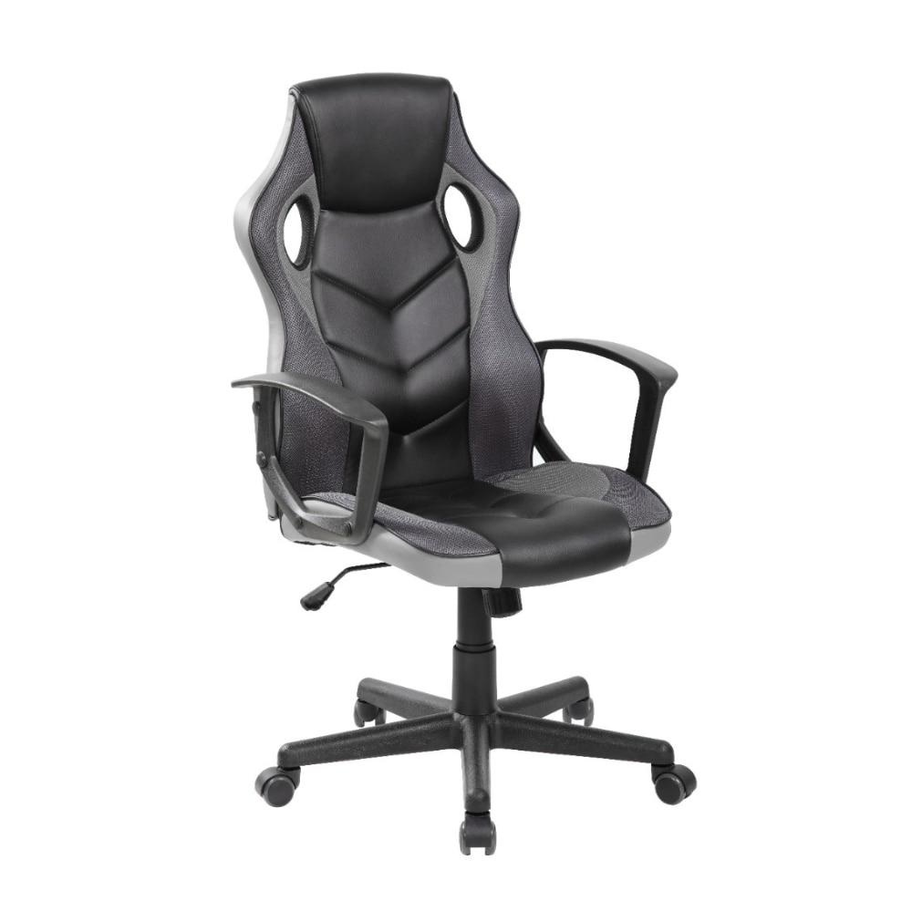 Scaun directorial Toro, piele ecologica/mesh, negru/gri - eMAG.ro