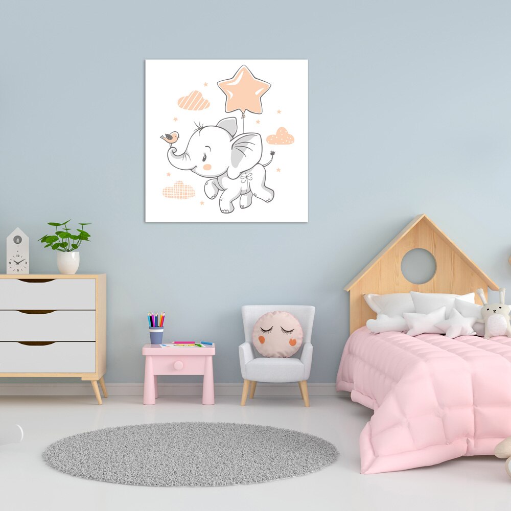Tablou camera copilului, Panza, Elefant, 80x80cm, Multicolor - eMAG.ro